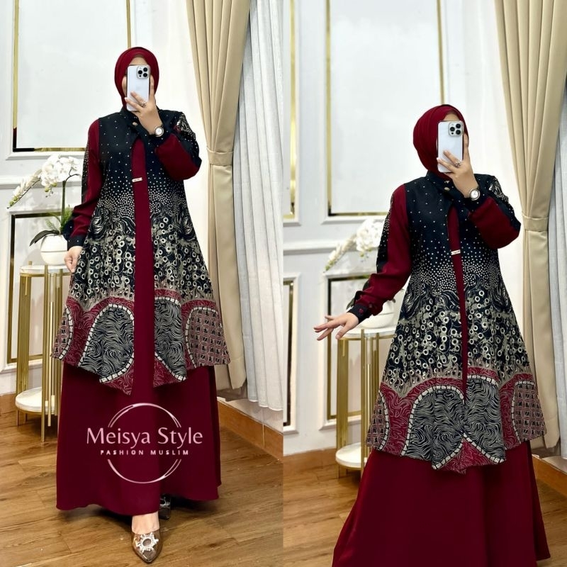 Jual -Luthfia Style- Gamis Batik Meisya Dallisa Set Warna | Shopee ...