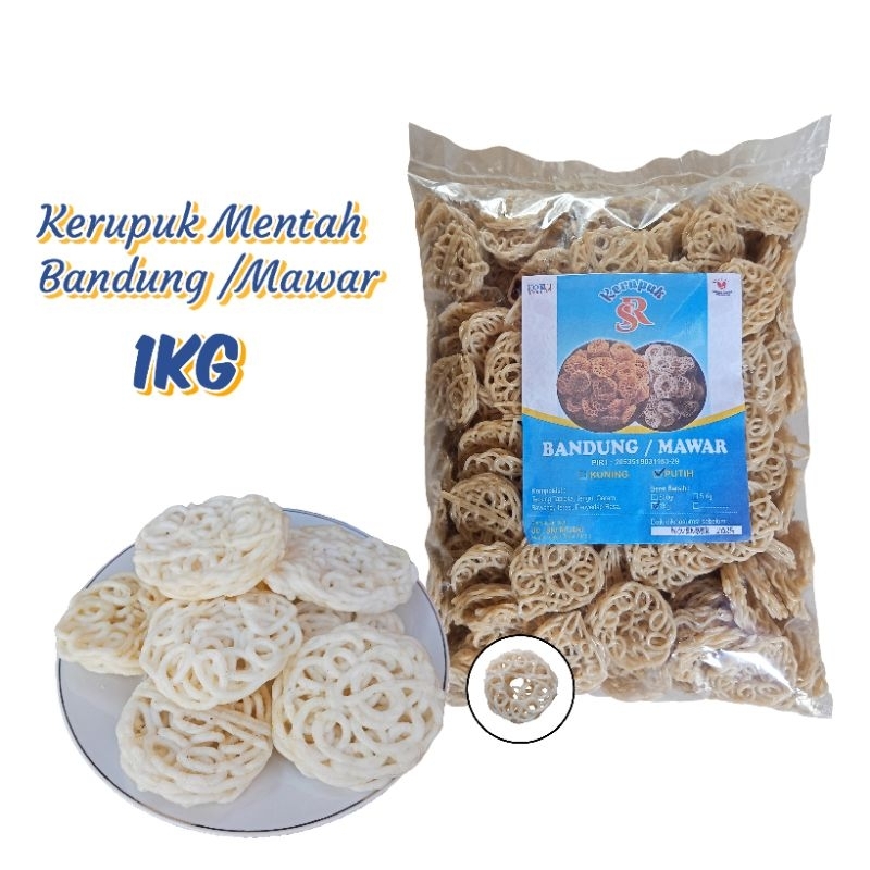 Jual [1kg] Krecek Mentah Krupuk Mawar putih kuning/Kerupuk Mentah ...