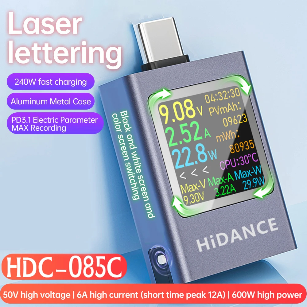 Jual HiDance USB Type C Tester Digital Display PD3.1 Voltage DC 4.5-50V ...