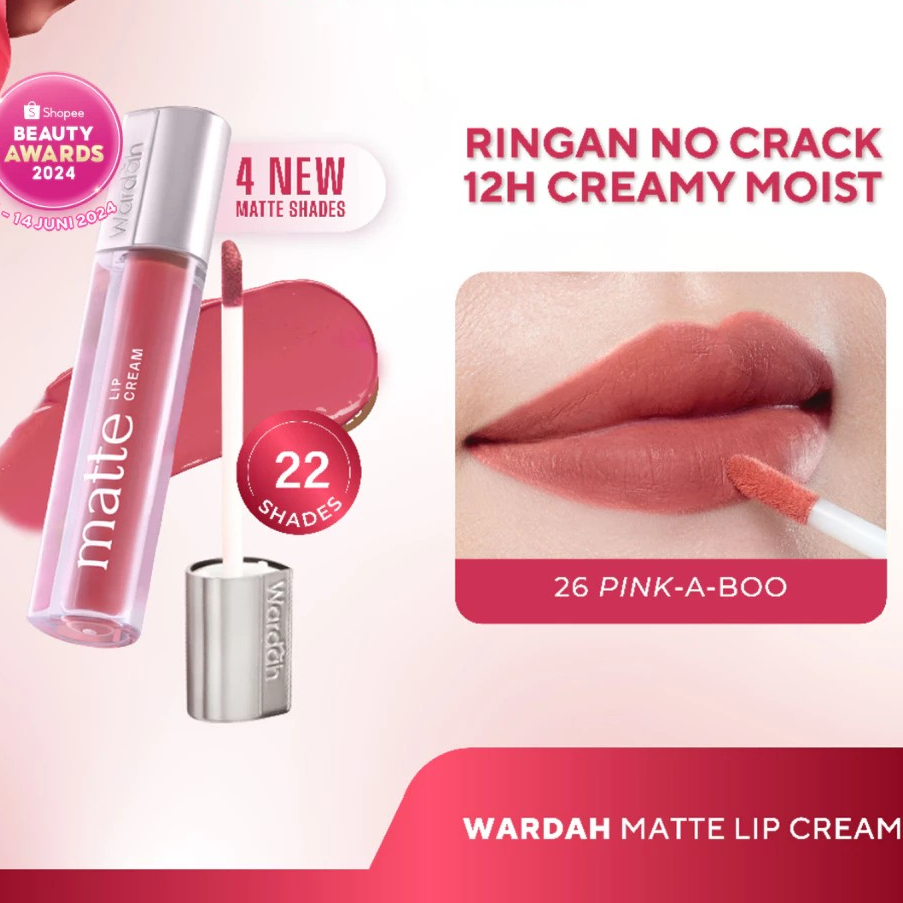 Jual [100% Original] Wardah Matte Lip Cream 26 Pink-A-Boo 4g | Shopee ...