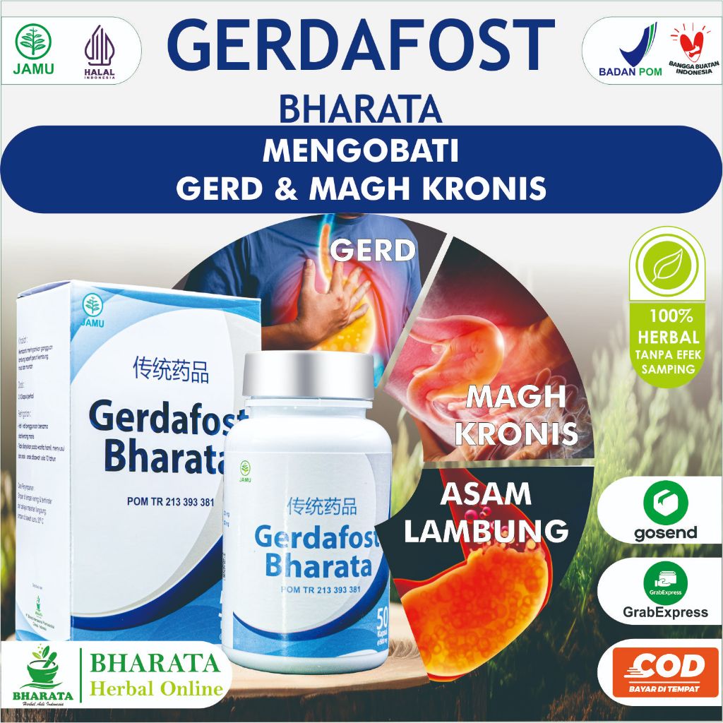 Jual Obat Gerd Maag Akut Kronis & Usus Buntu Gerdafost Bharata isi 50 ...