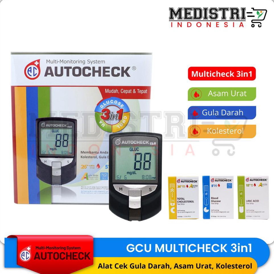Jual Harga Terbaik Autocheck GCU 3 in 1 Alat Cek Darah Lengkap Gula ...