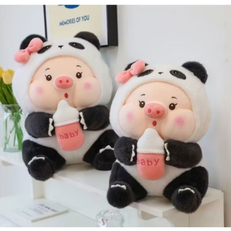 Jual Boneka Karakter Pig Panda Pegang Dot Boneka Babi Kostum Panda ...