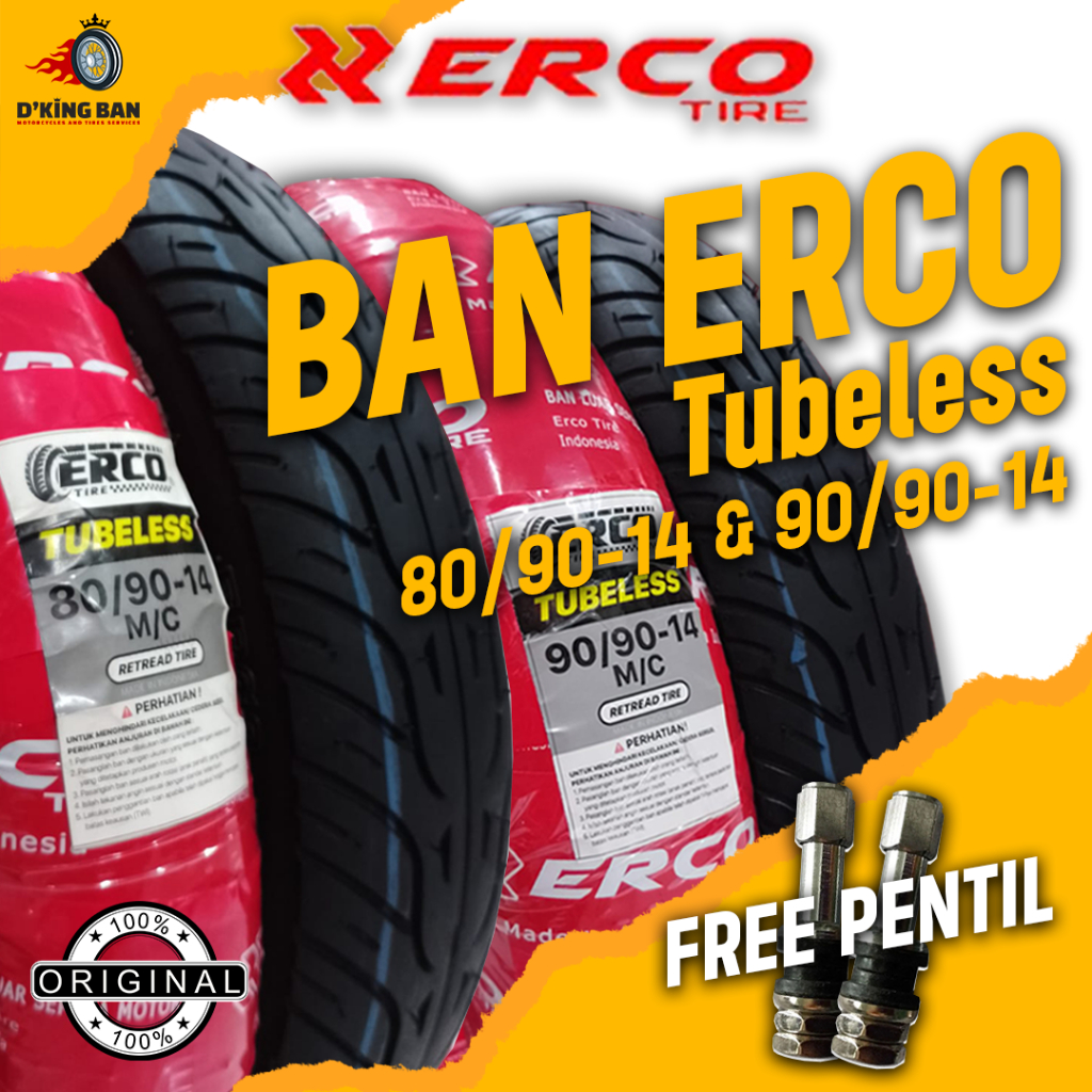 Jual Sepaket Ban Motor Matic ERCO Ring 14 Tubeless ukuran 80/90-14 dan ...