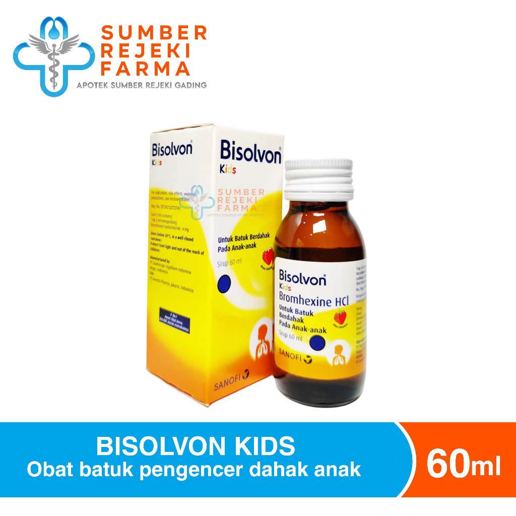 Jual Bisolvon Syrup Kids Strawberry Meredakan Batuk Berdahak Anak (60 ...