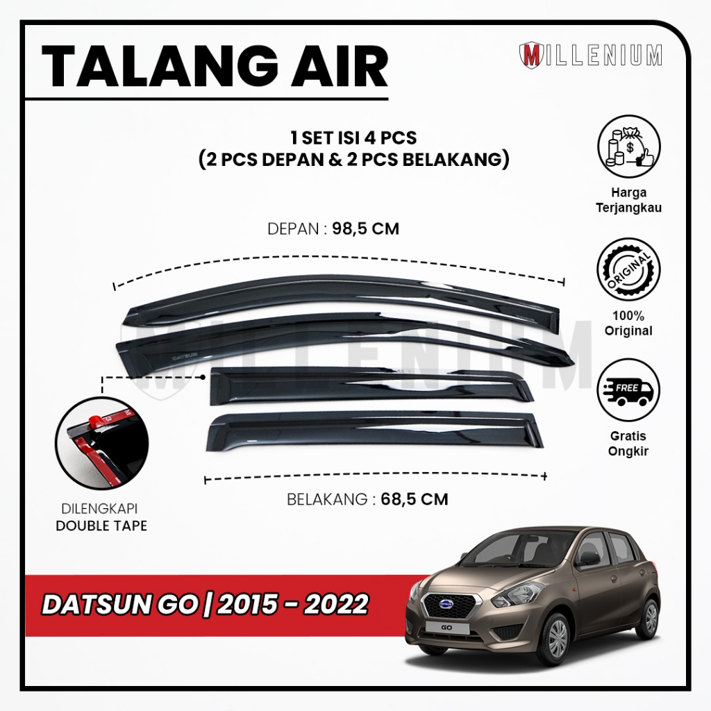 Jual Talang Air Pintu Mobil Datsun GO+ Panca 2015 - 2022 Model Slim 4 Pintu | Shopee Indonesia