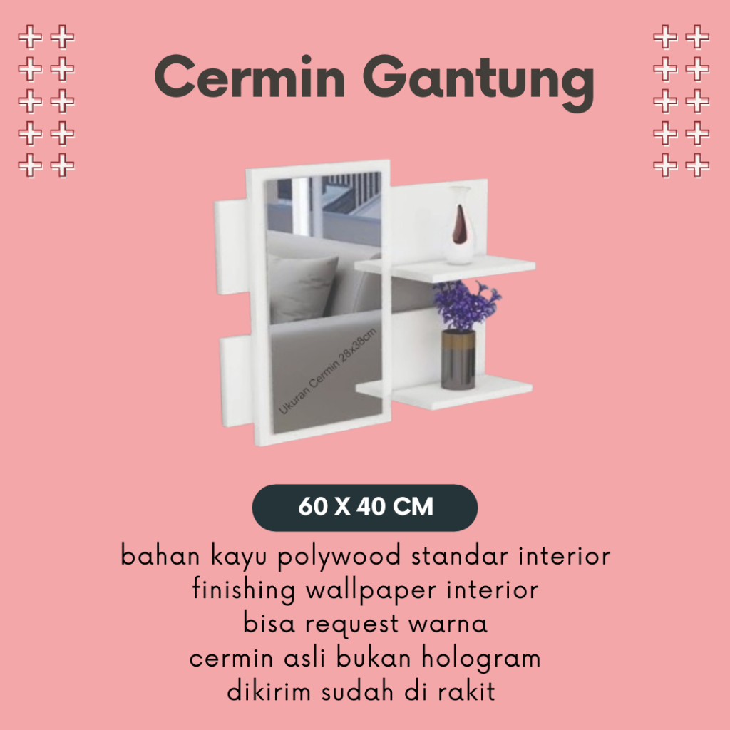 Jual Cermin Gantung - Rak Cermin Rias Gantung Ukuran 60x40cm | Shopee ...