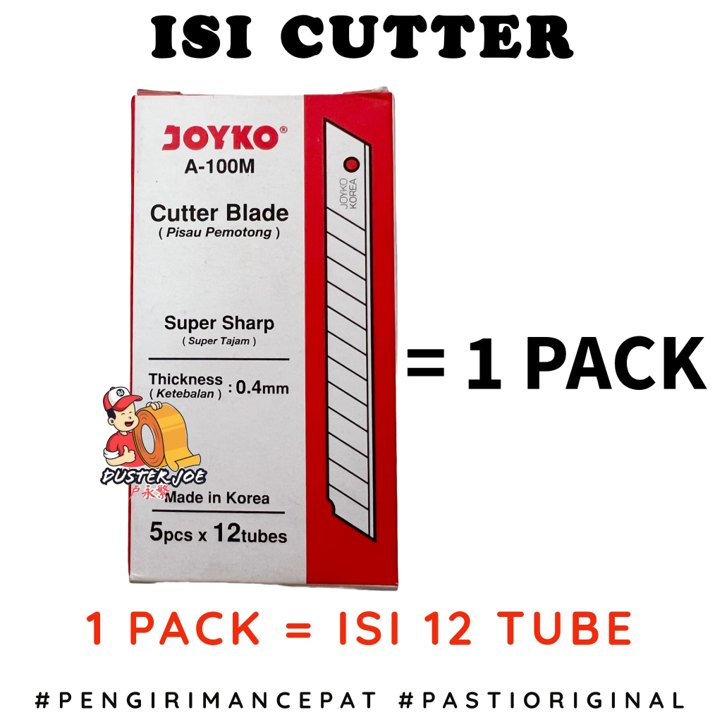 Jual [PER 1 PACK] isi Refil Cutter Kecil Joyko A-100 ( ISI 12 TUBE ...