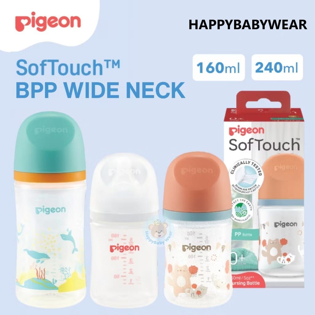 Jual PIGEON Botol BPP Wide Neck / Soft Touch Nipple 160ml 240ml | WideNeck Minum Susu Bayi ...