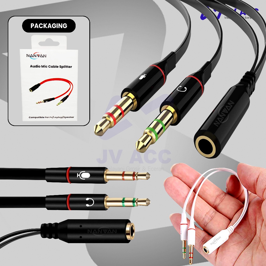 Jual NANVAN AUDIO MIC GAMING SPLITTER FOR PC SPEAKER LAPTOP HEADPHONE ...