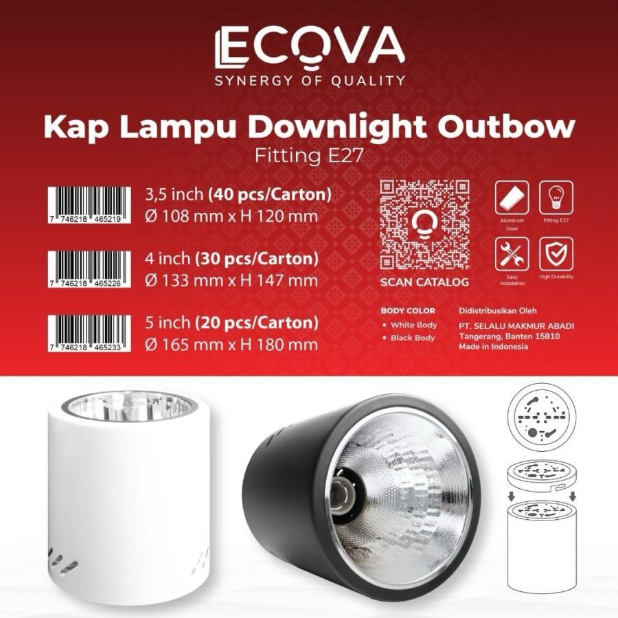 Jual ECOVA - Kap Lampu Downlight Outbow Bulat E27 3.5 inch / 4 Inch / 5 inch - Kap Kosongan Down ...