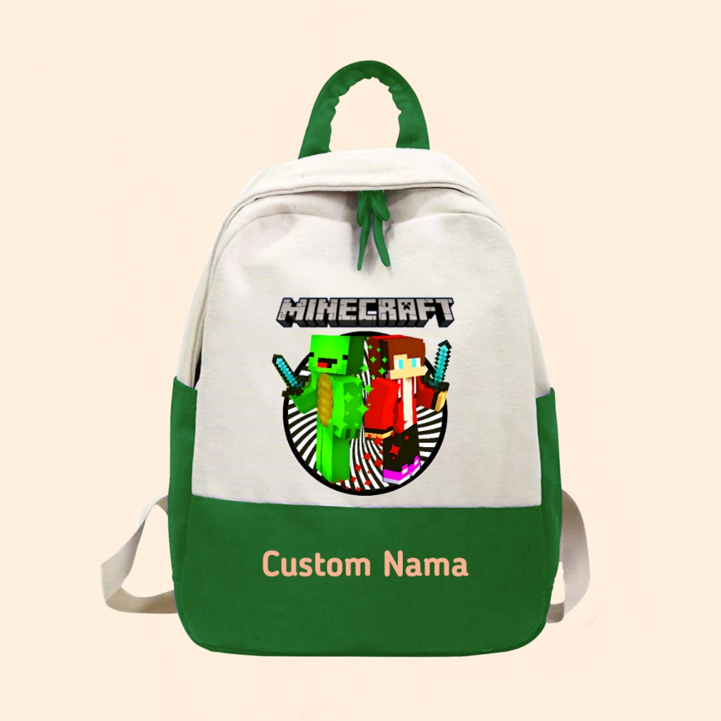 Jual Tas ransel anak minecraft jj mikey maizen free cetak nama | Shopee ...