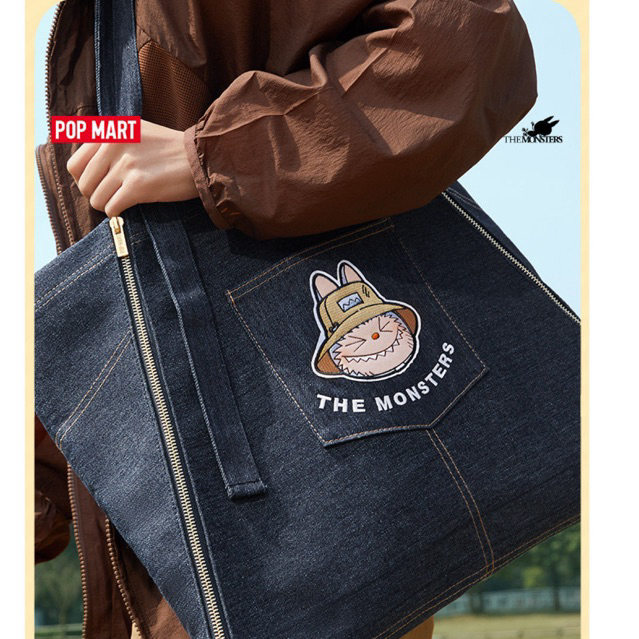 Jual READY STOCK - LABUBU POPMART WILD AT HOME TOTE BAG APRON DENIM BAG ...