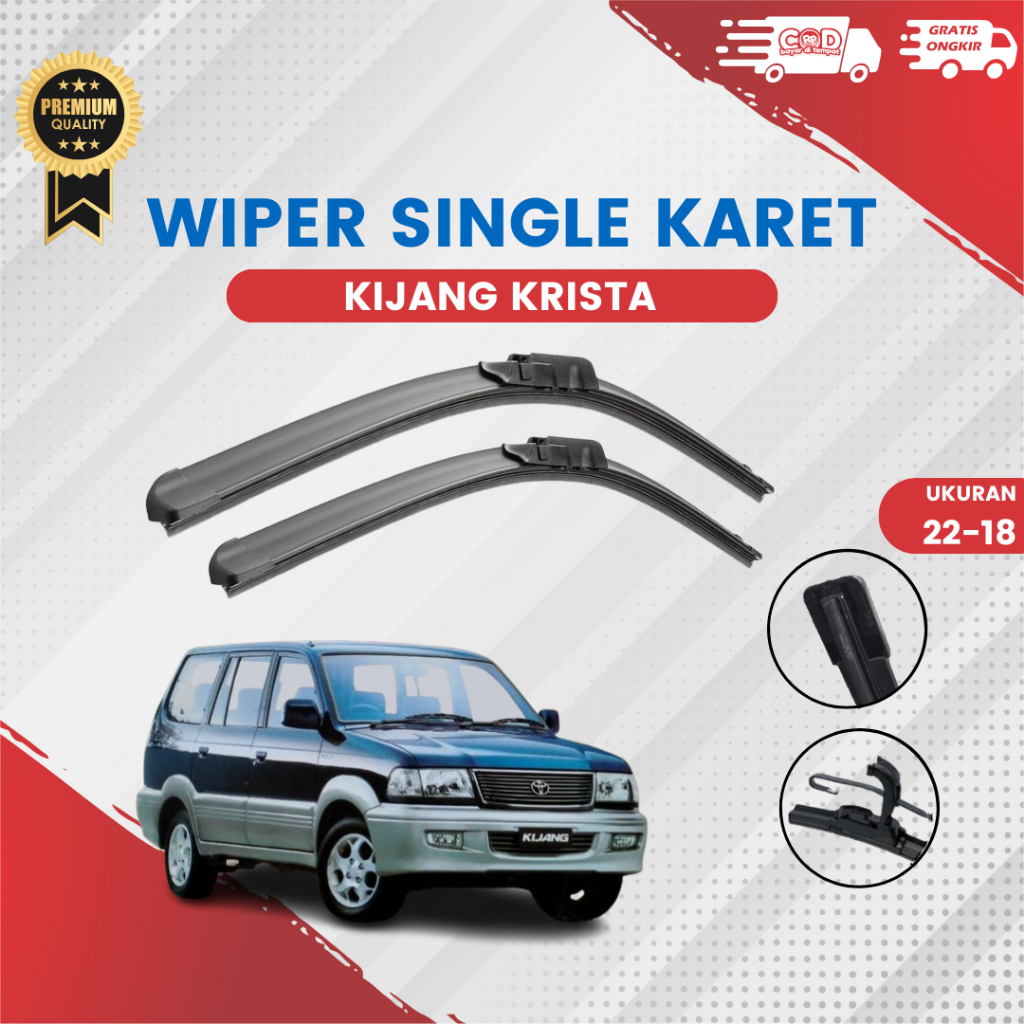 Jual Wiper Frameless Single Karet Mobil KIJANG KRISTA Ukuran: 22 - 18 INCI | Shopee Indonesia
