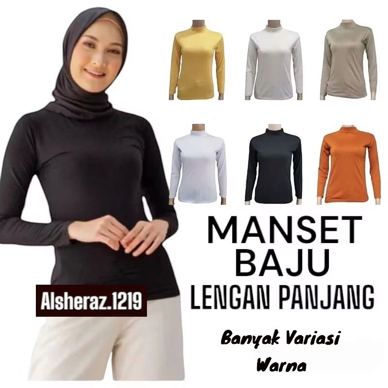 Jual Mansett baju lengan panjang high neck All size fit to L | Shopee ...