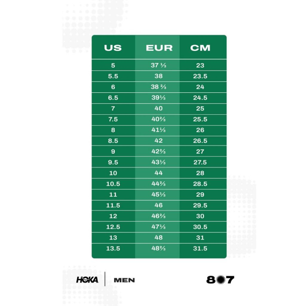 Jual Table Size Chart Sneakers Hoka | Shopee Indonesia