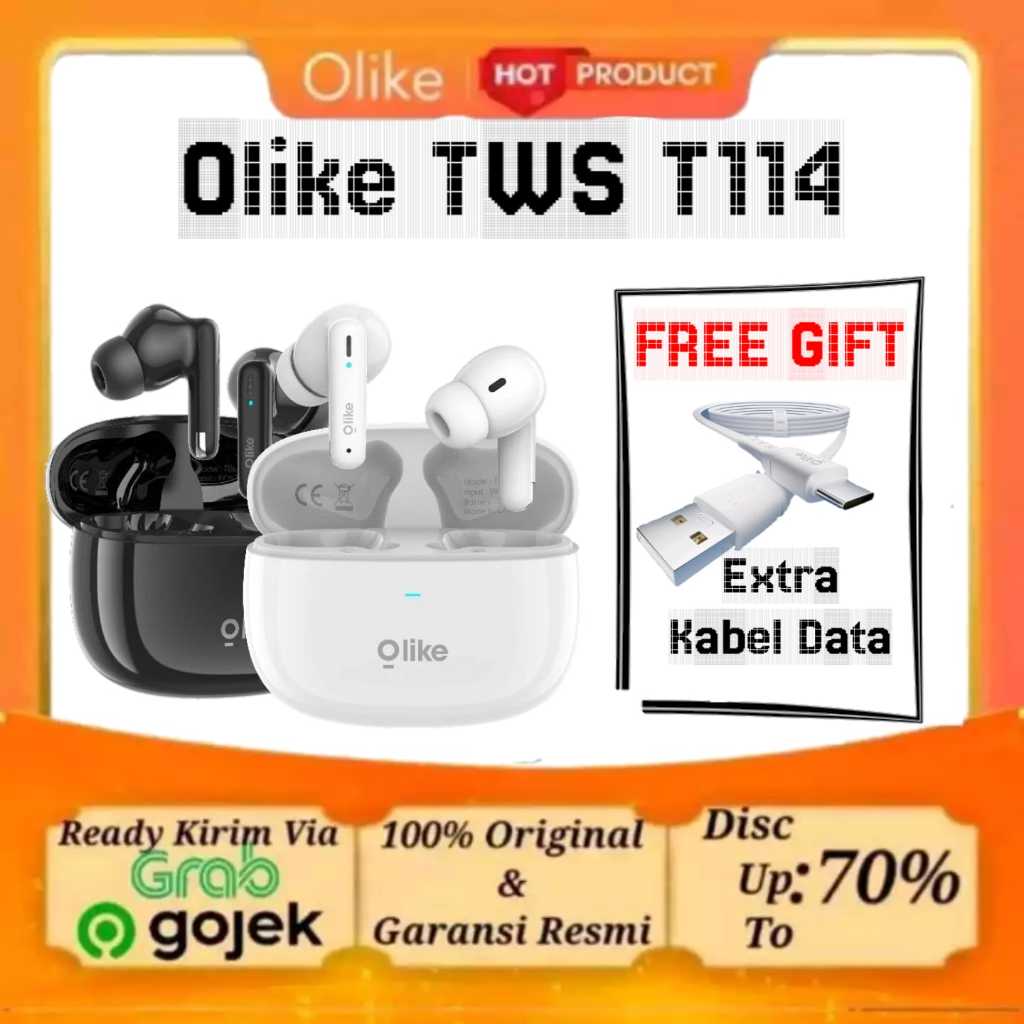 Jual OLIKE TWS T114 earphone Headset Bluetooth 5.3 Headset In-Ear Stereo BASS handsfree Original ...