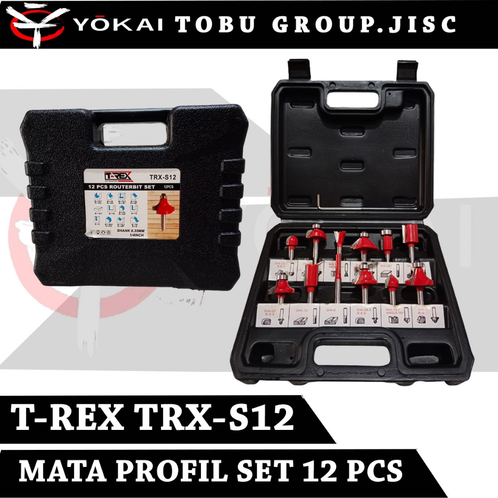 Jual promoo T-REX Mata Router Bit Set 12 Pcs Mata Profil Set Mata ...