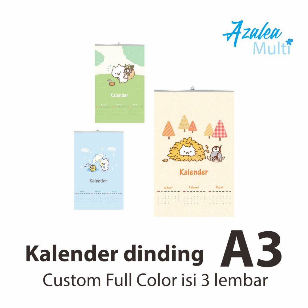 Jual Kalender dinding A3 Custom Full Color isi 3 lembar cetak Ukuran 30 ...