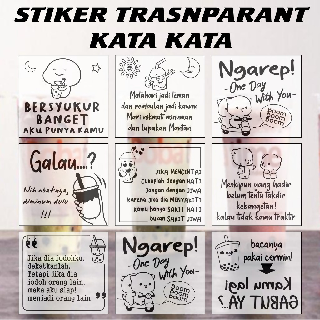 Jual 40 Pcs Stiker Kata Kata Lucu Kemasan Minuman Kekinian | Shopee Indonesia