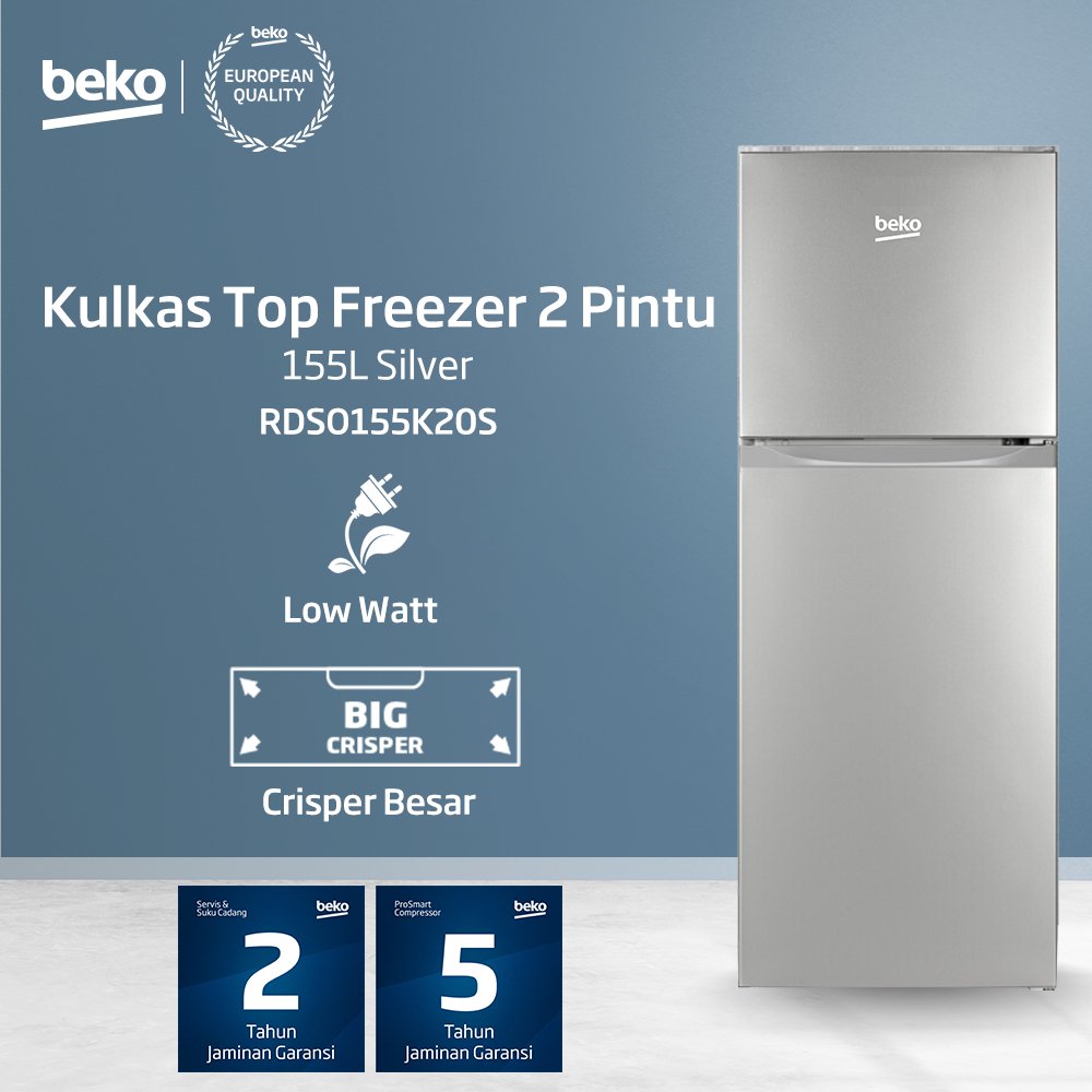 Jual Beko Kulkas 2 Pintu RDSO155K20S - Kapasitas 155liter Statis EER 1Star | Shopee Indonesia