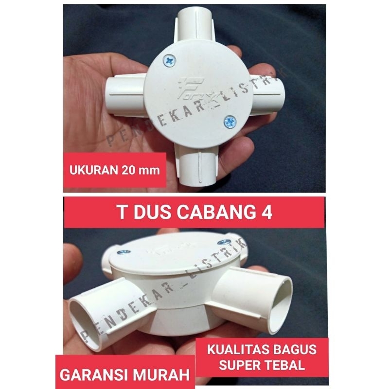 Jual T DUS PUTIH CONDUIT CABANG 4 UKURAN 20 MM SUPER TEBAL FULL SET ...
