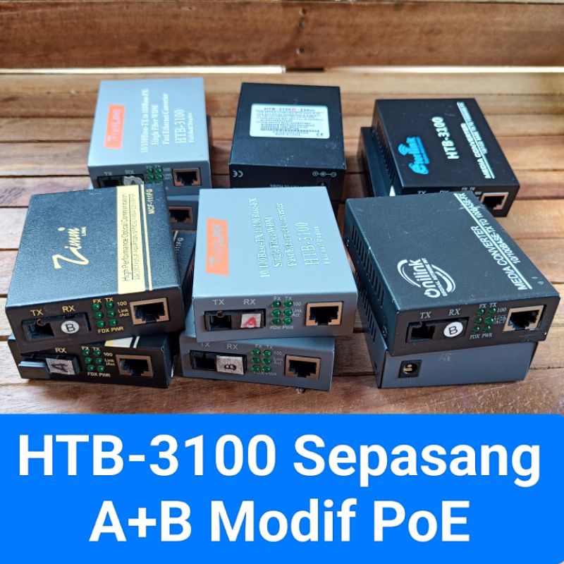Jual Media Converter HTB 3100 Modif POE Sepasang A+B Eterlink Zimmlink ...
