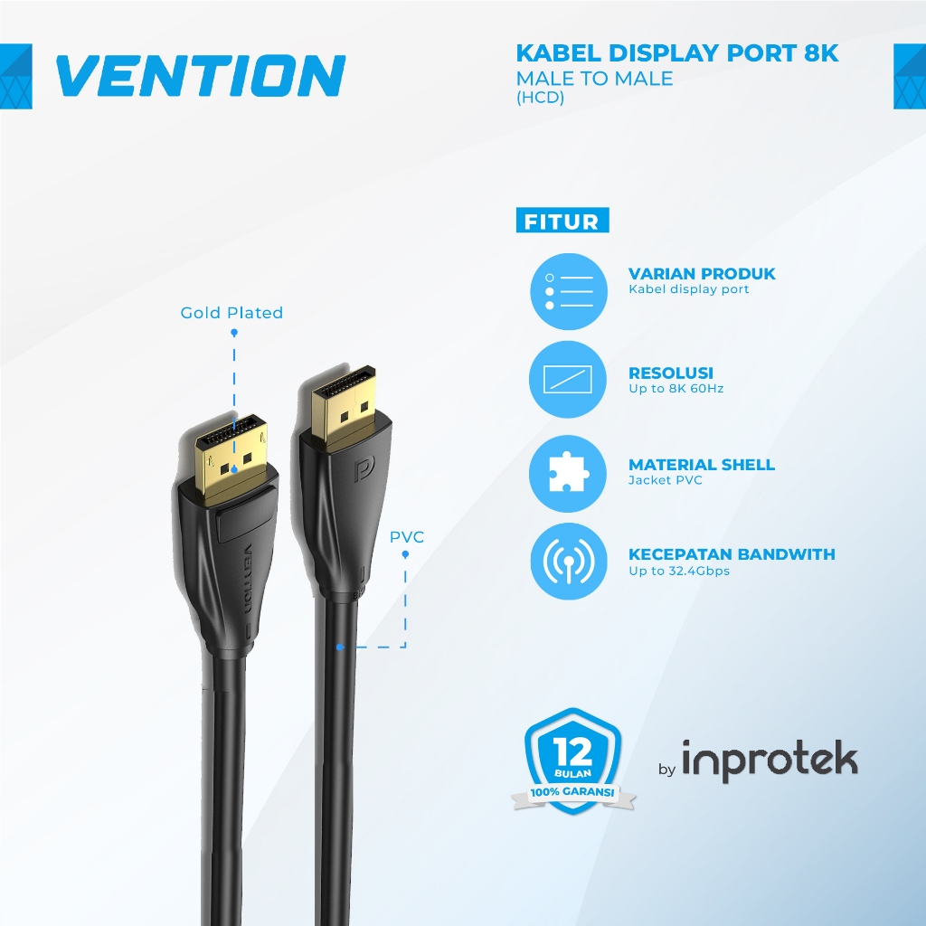 Jual Vention Kabel Displayport DP Male to Male HDR Adaptive-Sync for Gaming 10 Meter | Shopee ...