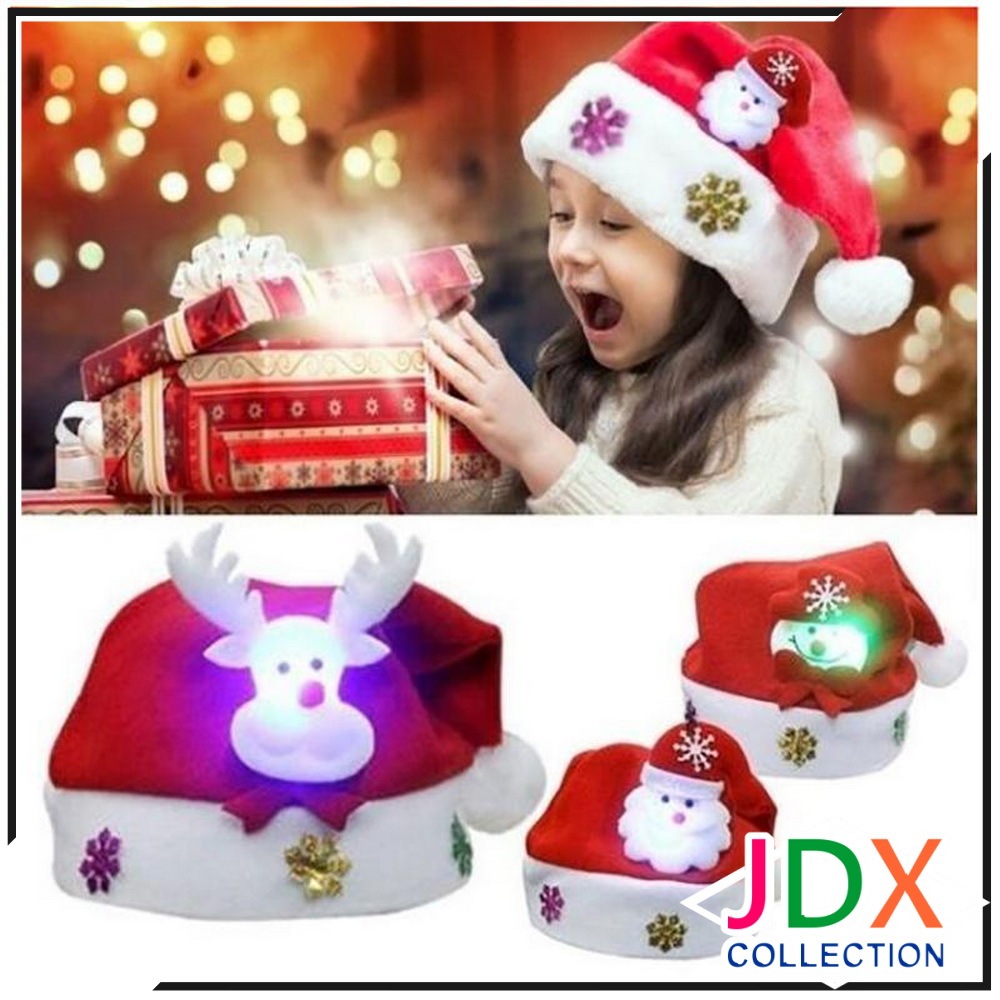 Jual Topi Natal Anak Lampu LED Topi Santa Claus Christmas Hat | Shopee ...