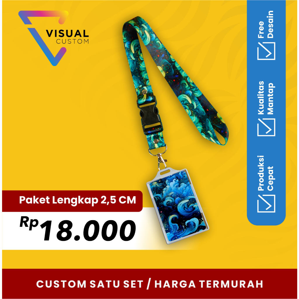 Jual SATU SET LANDYARD 2,5 CM DUA SISI, ID CARD, FRAME / CETAK LANDYARD ...
