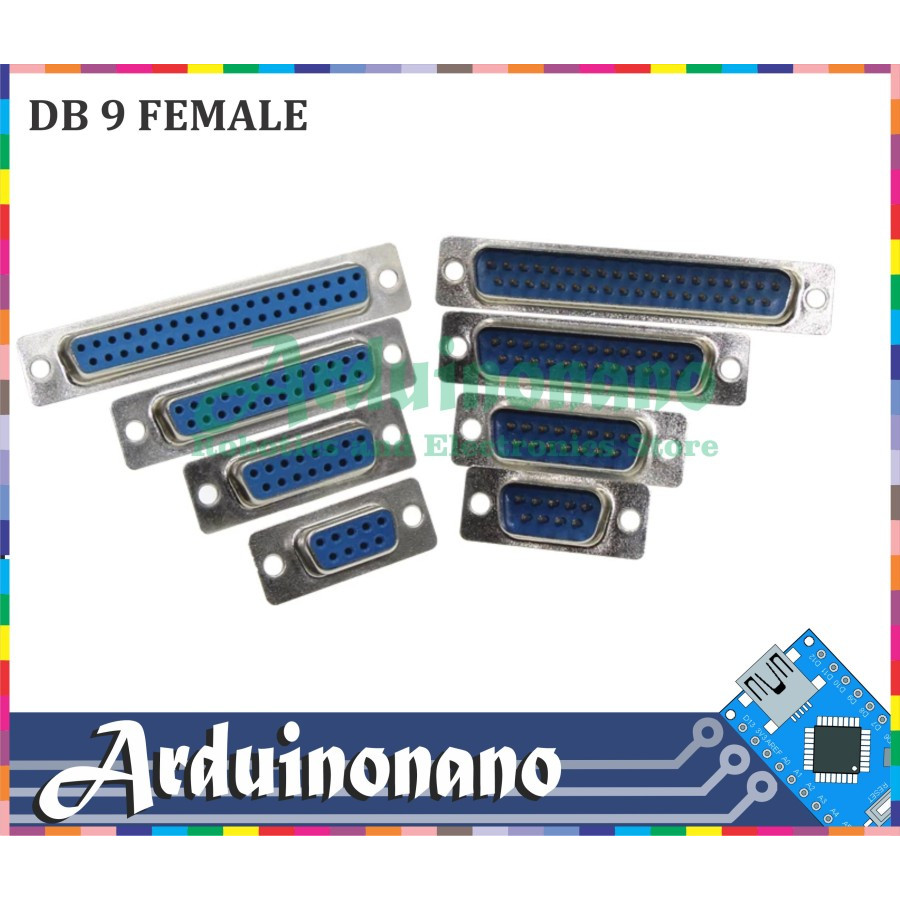 Jual DB9 DB 9 female socket Plug connector 9 pin 9p copper RS232 RS 232 ...