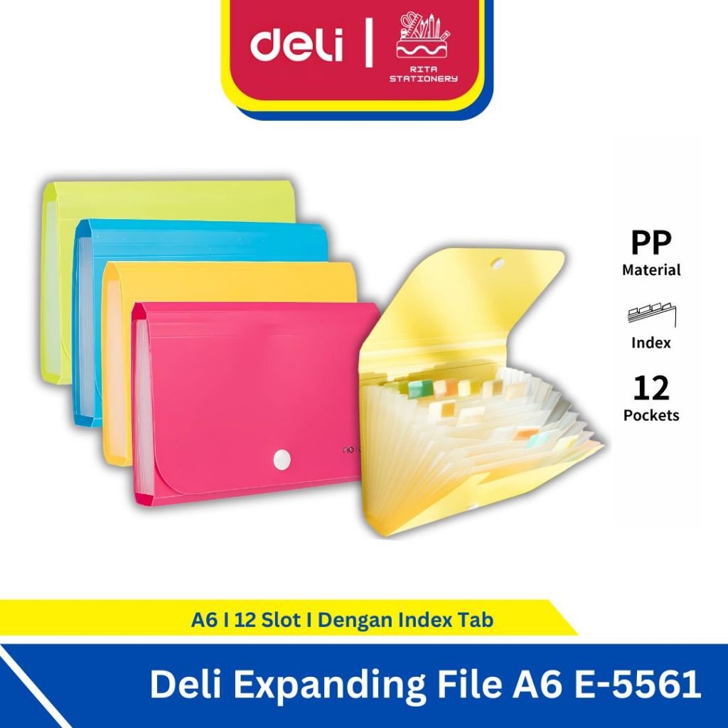 Jual Deli Expanding File Penutupan Snap yang mudah 12 Pembagi dengan ...