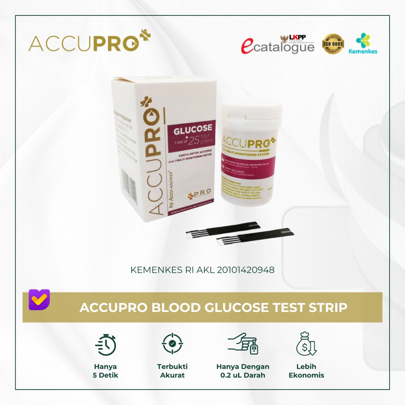Jual ACCUPRO Strip Gula Darah / Stik Gula Darah / Glucose Strip isi 25 ...