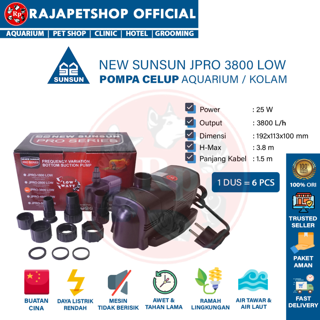 Jual NEW SUNSUN JPRO 1800/2800/3800/4800/5800 LOW Pompa Celup Kolam ...