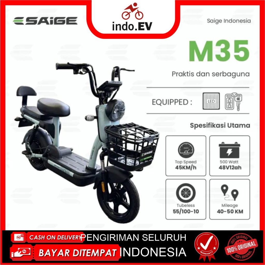 Jual Sepeda Listrik SAIGE M35 48V/12Ah 500 watt | Shopee Indonesia