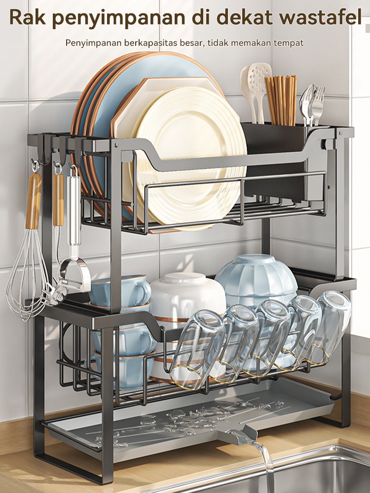 Jual Rak Penyimpanan Stainless Steel Penyelenggara Dapur Baki Peniris ...