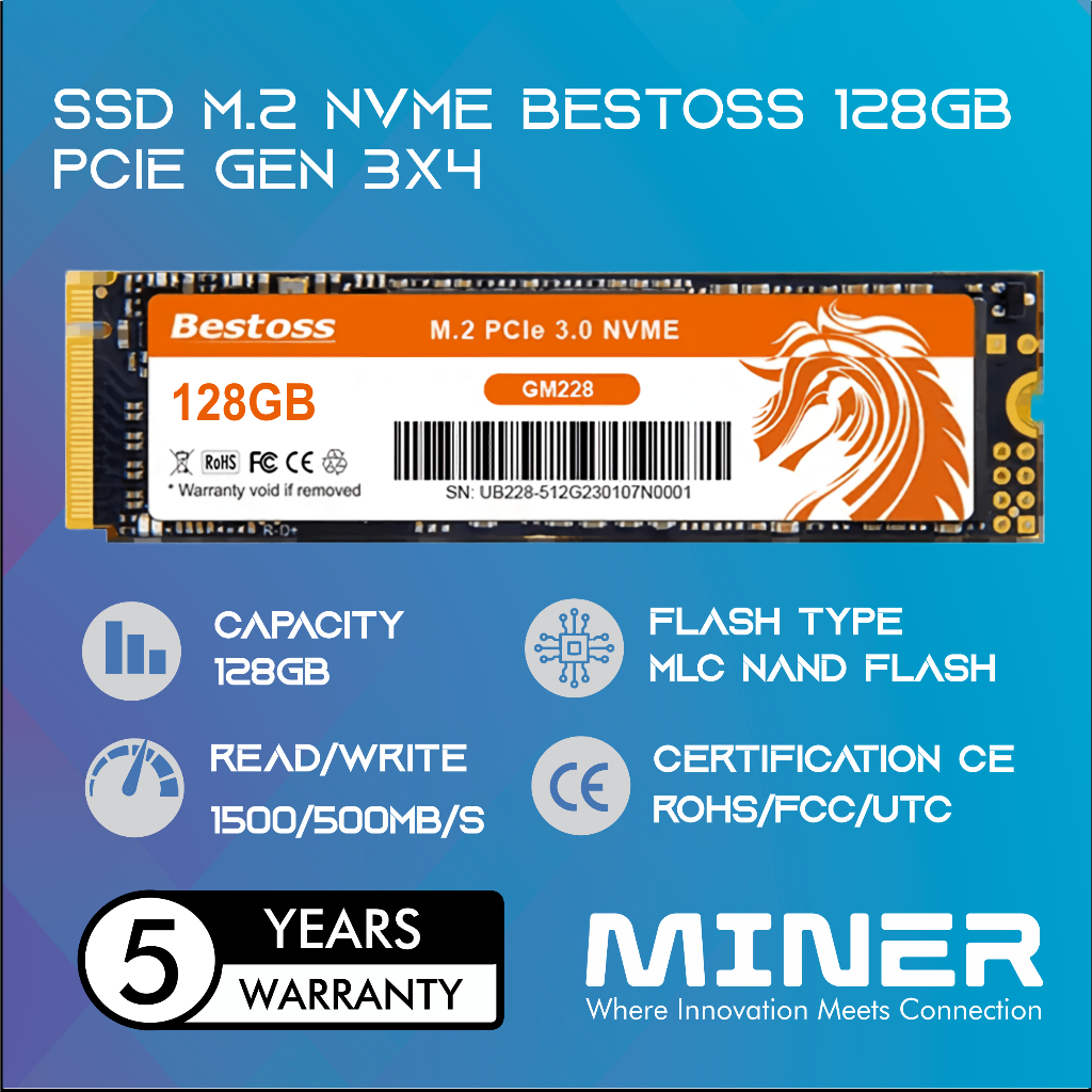 Jual SSD M.2 NVME Bestoss 128GB PCIE Gen 3x4 (Garansi Resmi 5 Tahun) | Shopee Indonesia