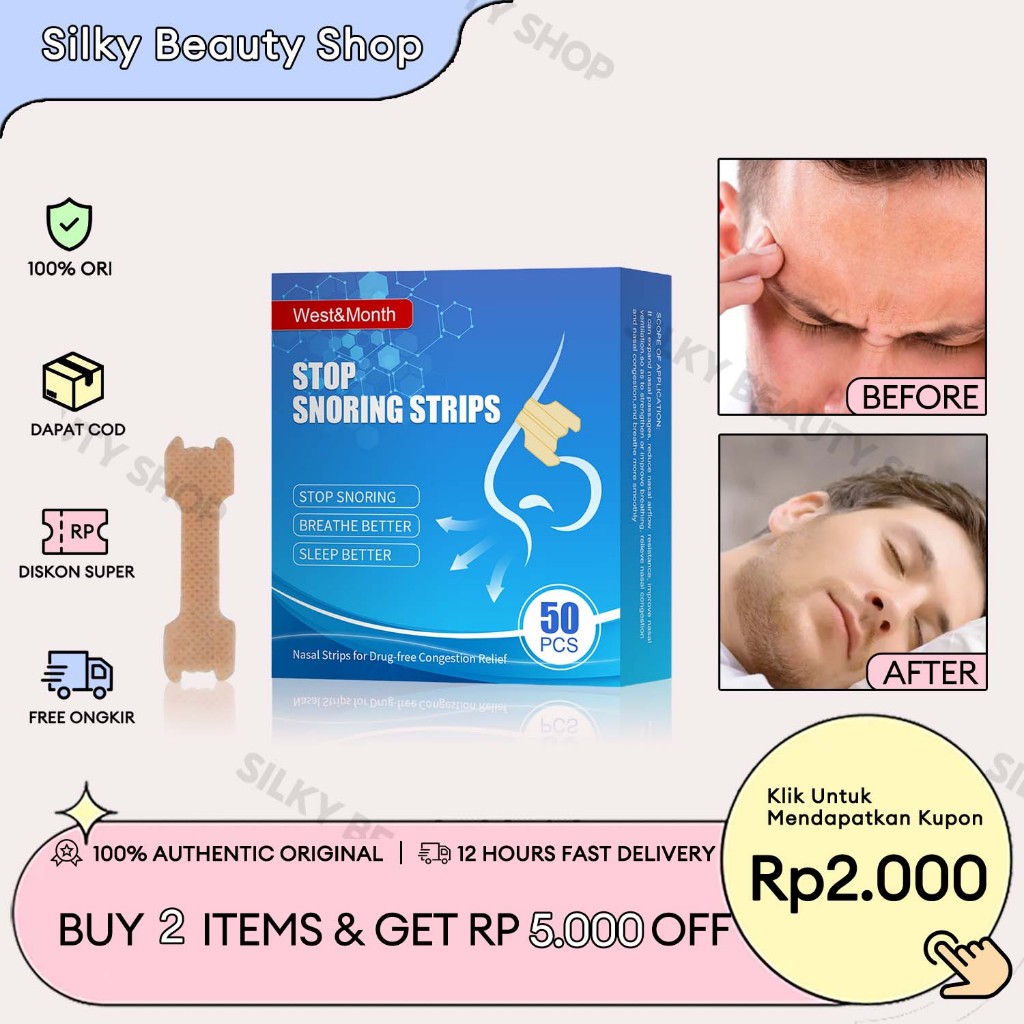 Jual West Month 【Beli 2 Gratis 1】Stop Snoring Strips 50pcs Nasal Strips ...