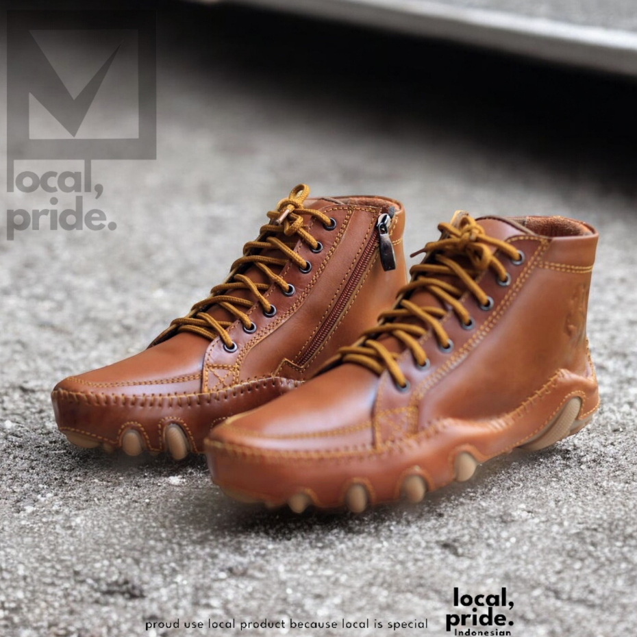 Jual Sepatu Boots Kulit Resleting Pria BM STAN TAN | Shopee Indonesia