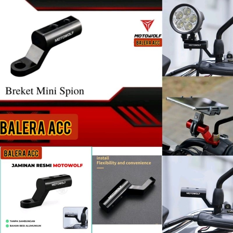 Jual Breket Spion MOTOWOLF Universal untuk Holder HP,Go Pro Aluminum ...