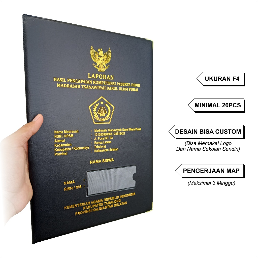Jual (MIN. 20PCS) CETAK MAP RAPORT ISI PLASTIK 8 LEMBAR | MAP RAPORT TK ...