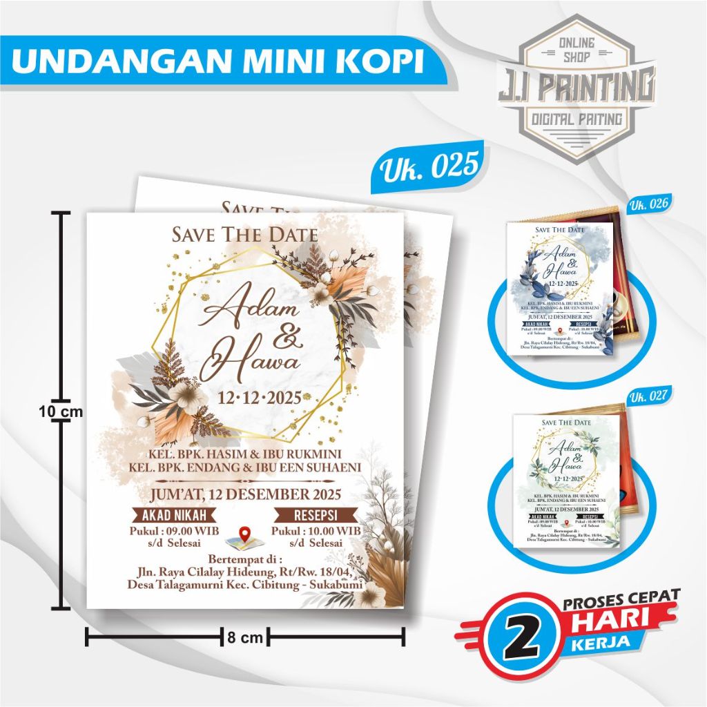 Jual UNDANGAN MINI KOPI UNDANGAN PERNIKAHAN SNACK MURAH ELEGAN SERIES ...