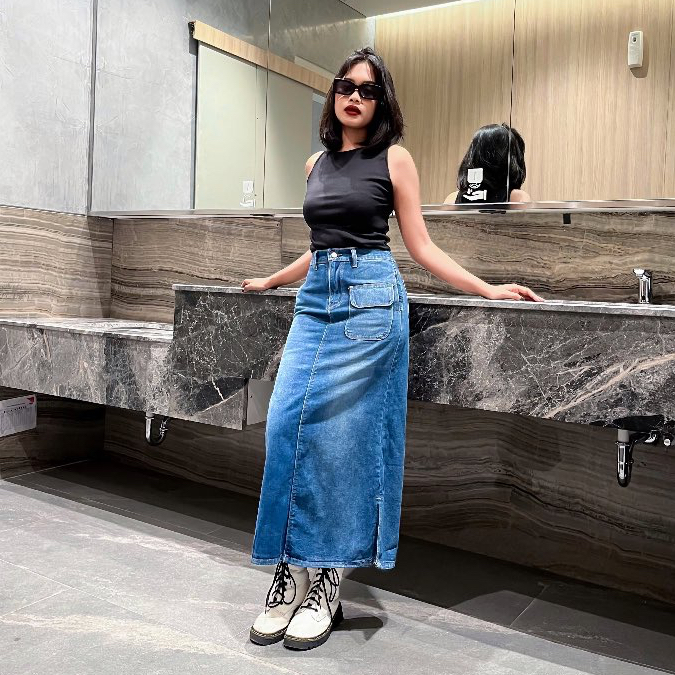 Jual Havila - Rok Jeans Panjang Wanita Bahan Premium Quality - Rok ...