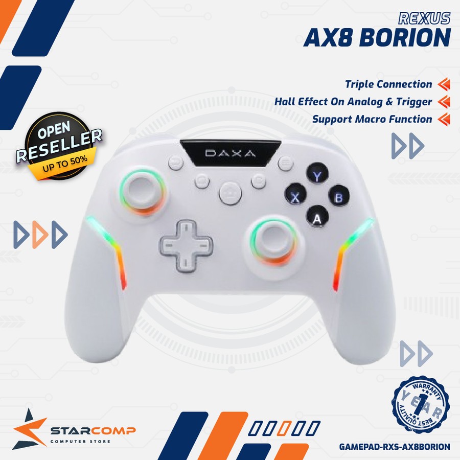 Jual Gamepad Rexus AX8 Borion Wireless & Bluetooth RGB | Hall Effect ...