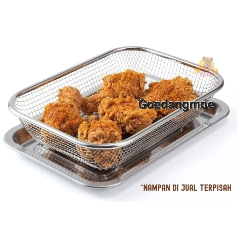 Jual Peniris minyak gorengan 24cm 27cm Nampan gorengan keranjang jaring stainless | Shopee Indonesia