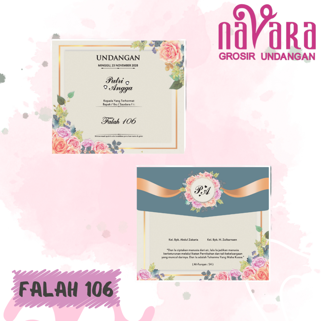 Jual Blangko undangan atau kertas undangan pernikahan merek Falah 106 ...