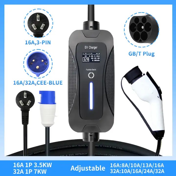 Jual Portable Charger EV/Charger Mobil Listrik 7kWh 32A GB/T BERGARANSI ...