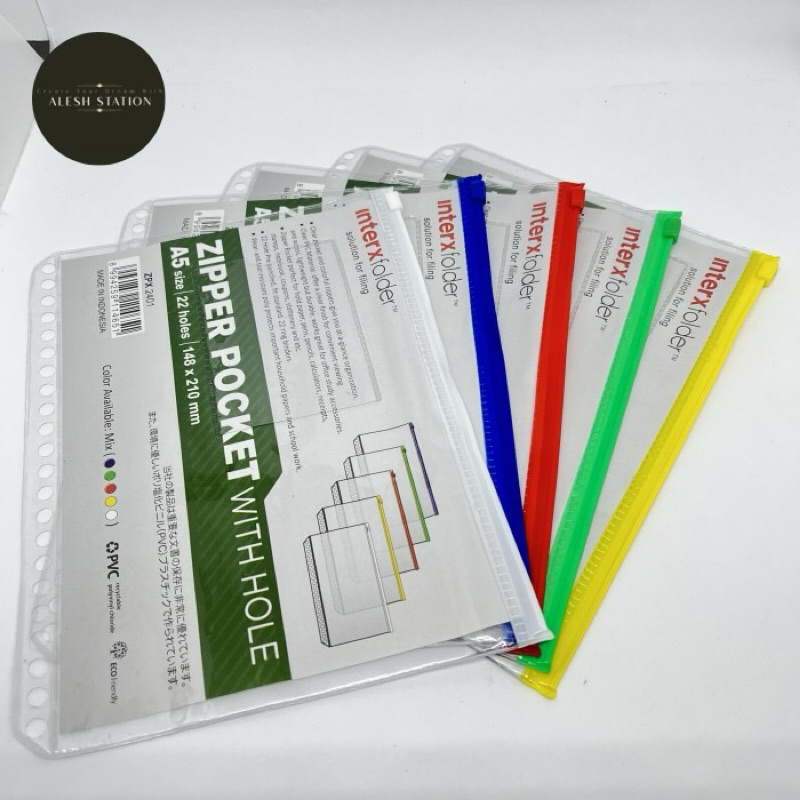 Jual Zipper pocket binder divider A5 Inter X with hole-pembatas loose ...