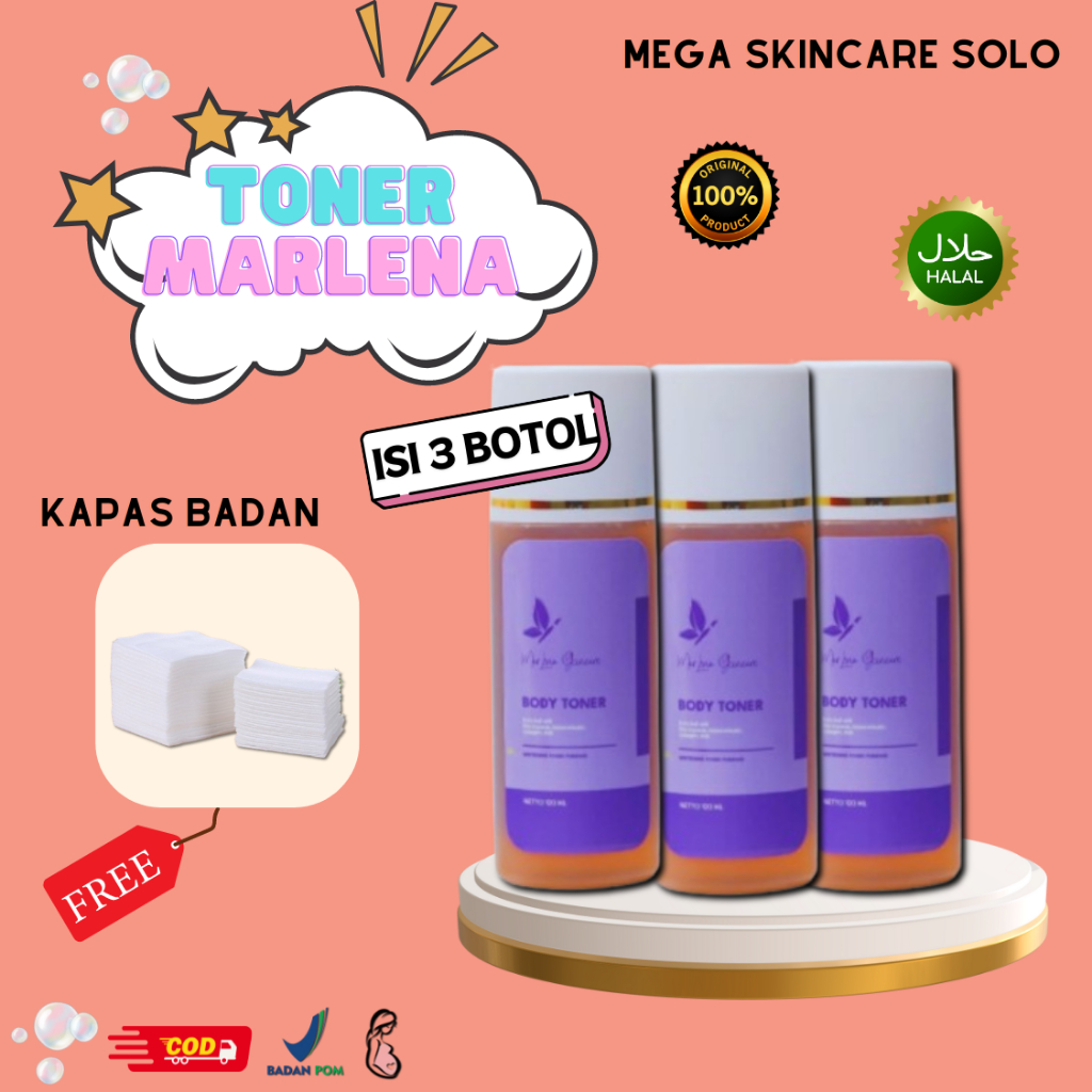 Jual PAKET BUNDLING ISI 3 BOTOL TONER BADAN MARLENA SUPER WHITENING ...