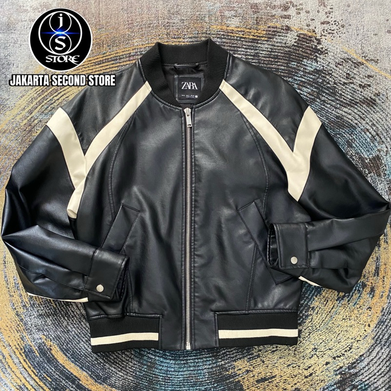 Jual Leather Jaket Zara Man Racing Heritage | Shopee Indonesia